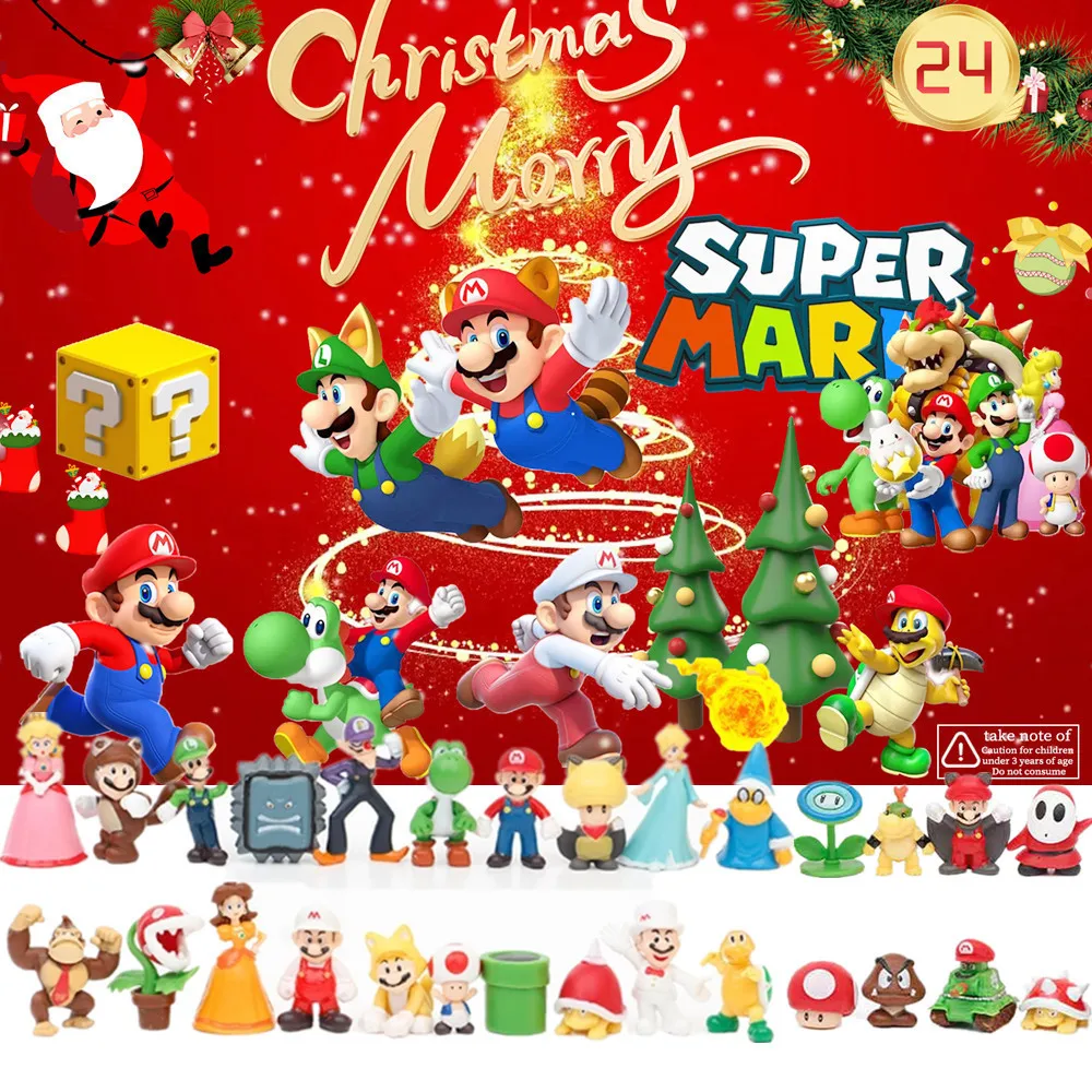 Nieuwe-Super-Mario-Mini-Model-Anime-Cartoon-Kerst-Advent-Countdown ...