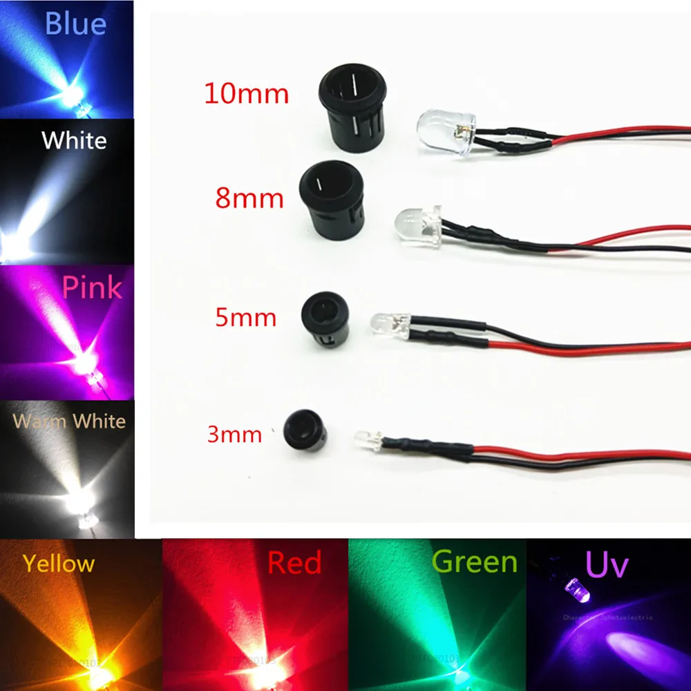 Diodos-LED-transparentes-de-20-piezas-DC3V-5V-12V-24V-3MM-5MM-10MM-para ...