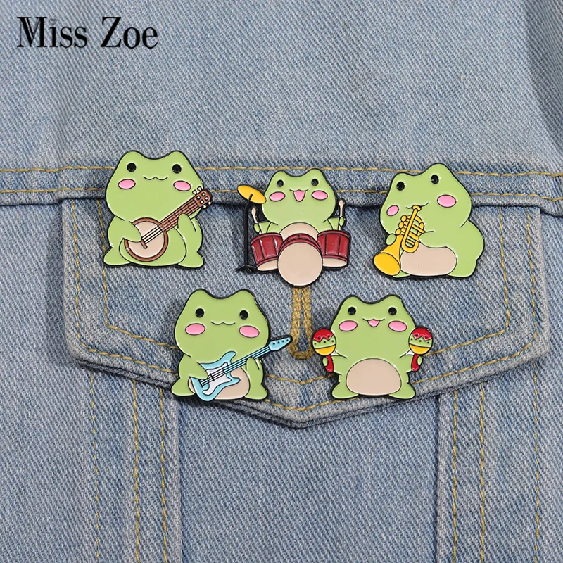 The-Frogs-Band-Enamel-Pins-Custom-Drum-Kit-Frog-Playing-Guitar-Brooches ...