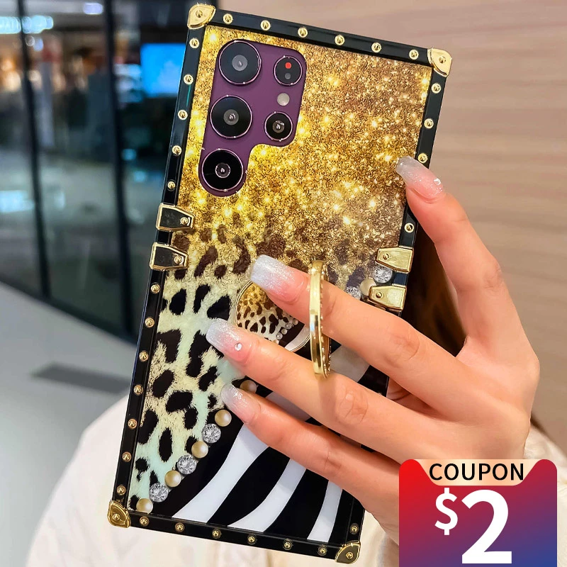 Luxury Leopard Feather Case For Galaxy S22 Ultra S21 S20 Fe Note20 Ultra Coque Luxury A53 A52s ...