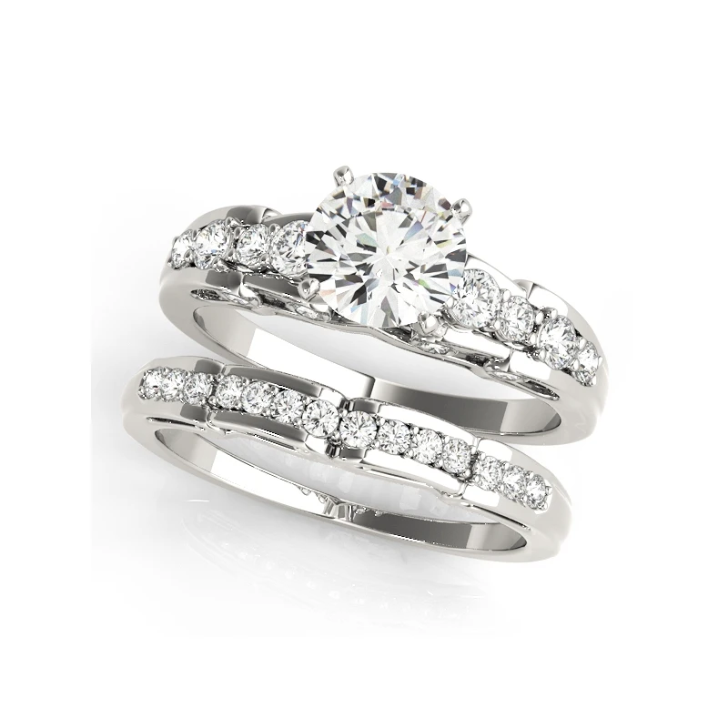 Round-1-Carat-D-Color-Moissanite-925-Sterling-Silver-Ring-Sets-For ...