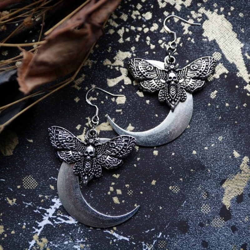 New Gothic Vintage Moth Ear Hoops Women Fashion Pagan Witch Jewelry ...