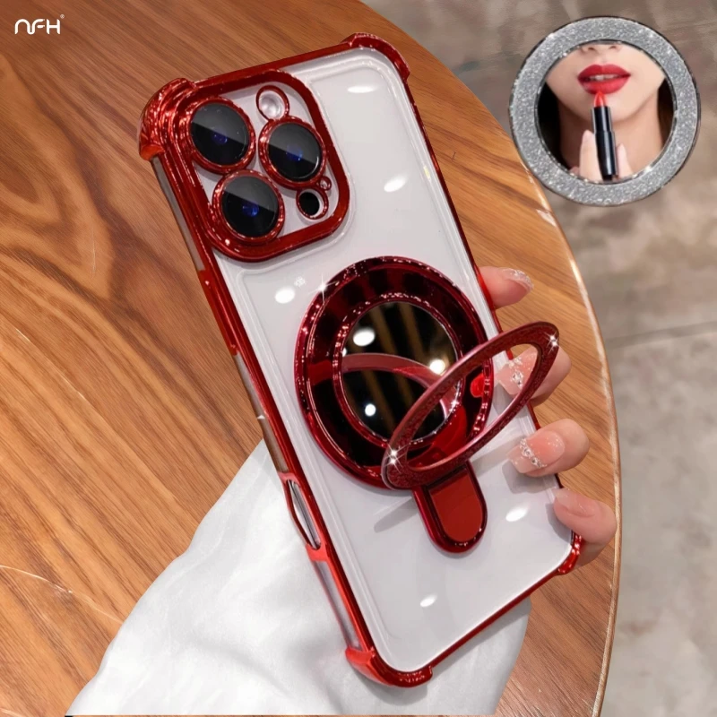 Luxury Plating Flash Mirror Clean Frame Bracket Stand Phone Case For ...