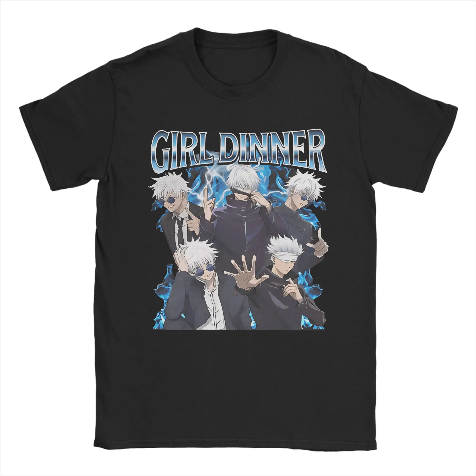 Men T-Shirts Satoru Gojo Girl Dinner JJK Anime Cool Cotton Tees Short ...