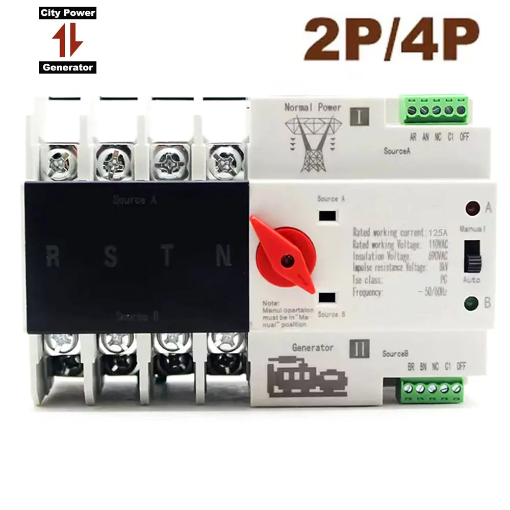Single-Phase-Din-Rail-ATS-Dual-Power-Automatic-Transfer-Electrical-Selector-Switches ...