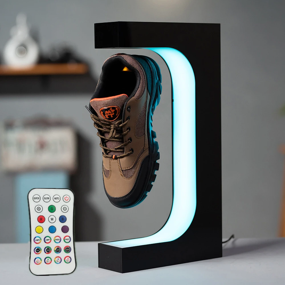LED Floating Shoe Rack 360 Degree Auto Rotate Display Stand Shoes Shop ...