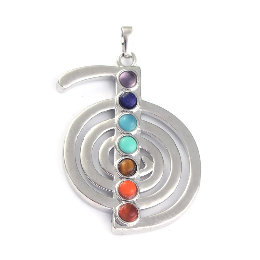 Silver-Plated-Natural-7-Chakra-Quartz-ReiKi-Stone-Beads-Energy-Symbol ...