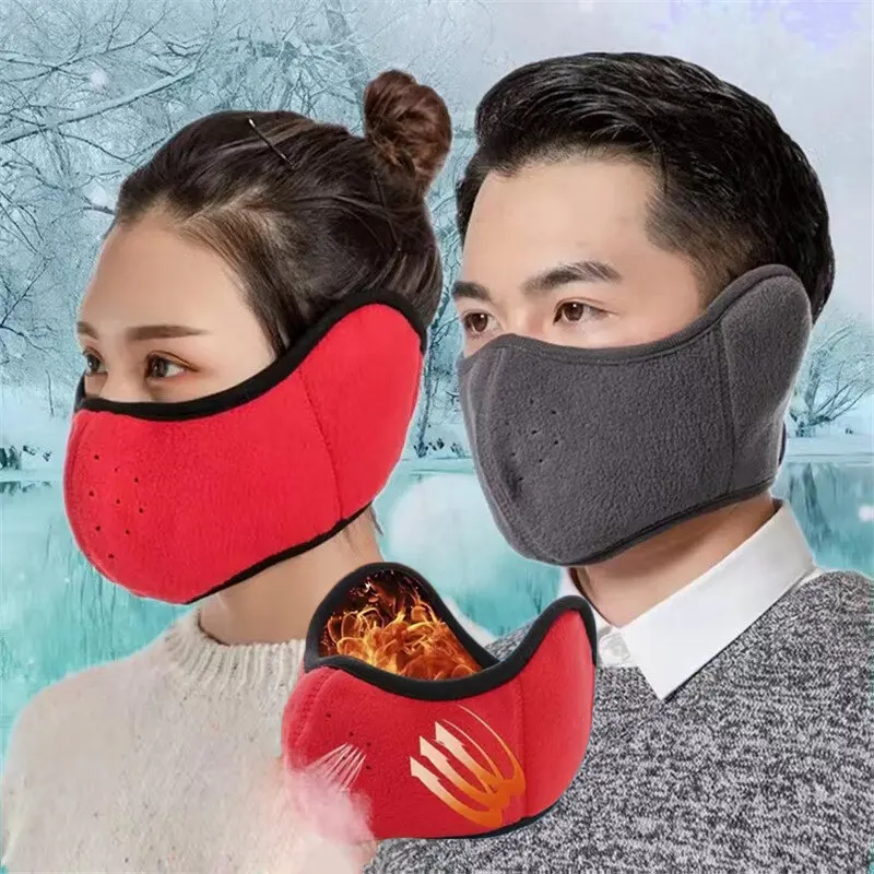 겨울 방풍 스키 라이딩 마스크 귀마개 포함 겨울 플리스 스카프 방풍 폴라 플리스 귀 보호 통기성 마스크 신제품