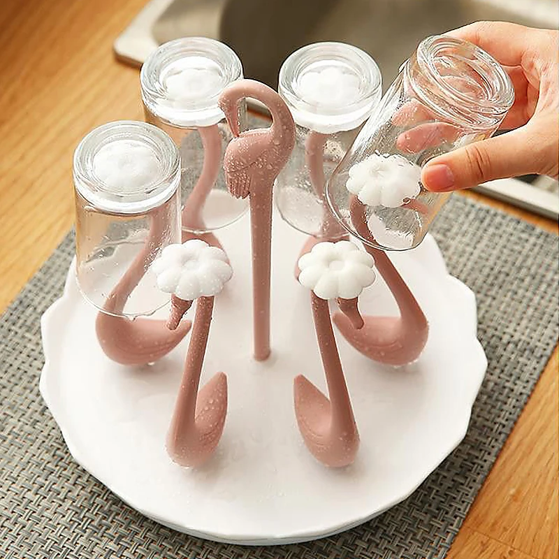 Glass-Cup-Storage-Rack-Rotating-6cells-Water-Cup-Hanger-Creative-Swan ...