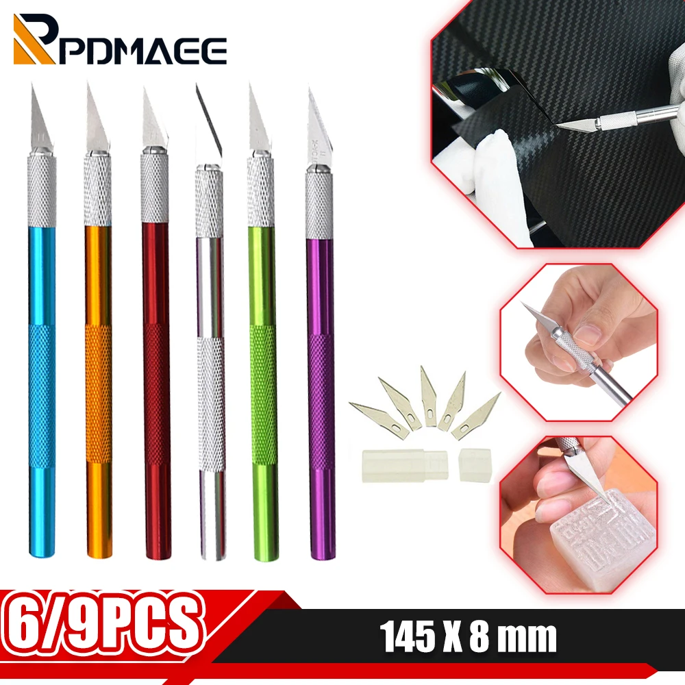Metal-Carving-Scalpel-Knife-Tools-Kit-Anti-Slip-Blades-Engraving-Craft ...