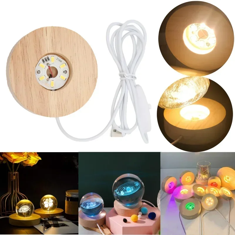Wood Desktop Decorative Lights Light Base Night Light Wooden Led Usb ...