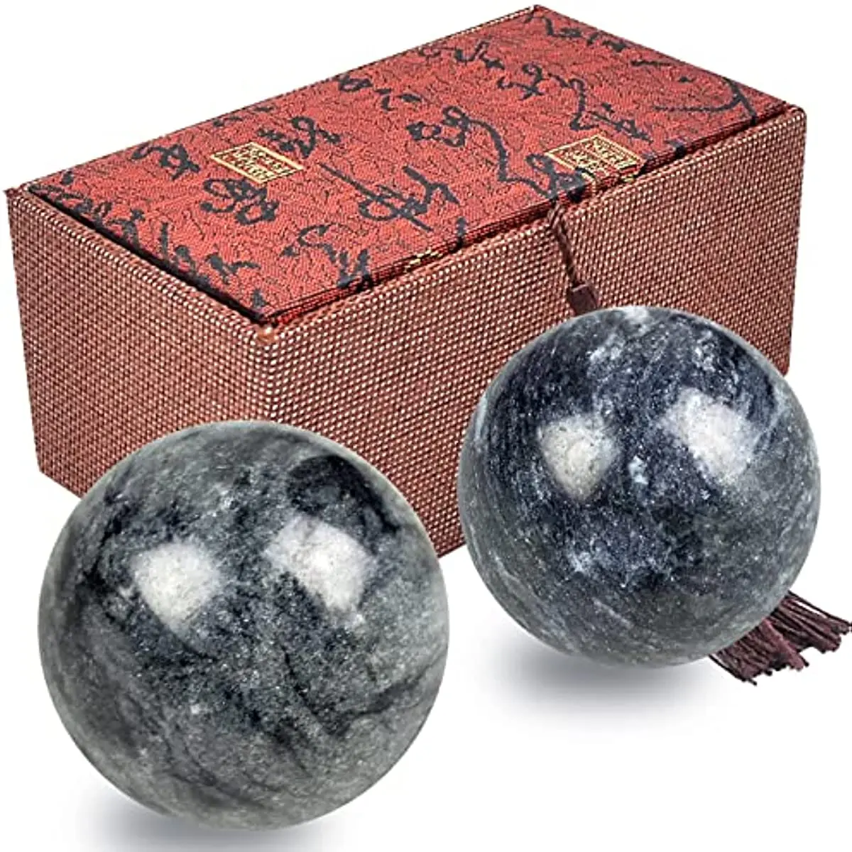 1.9in Natural Jade Baoding Ball Chinese Health Exercise Massage Balls ...