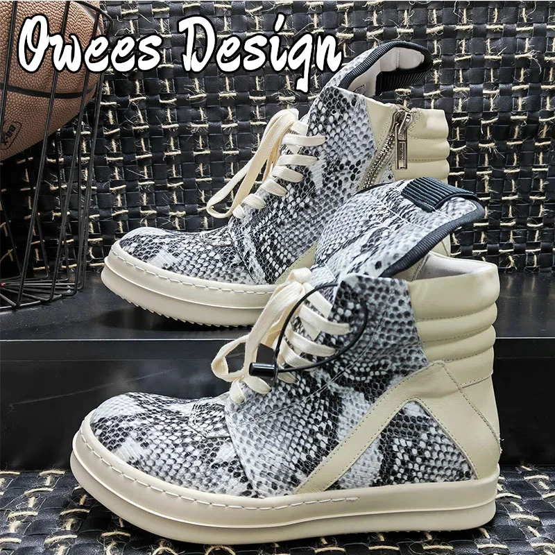 Owees Design Rock Men Leather Sneaker Genuine Leather Women Vulcanized ...