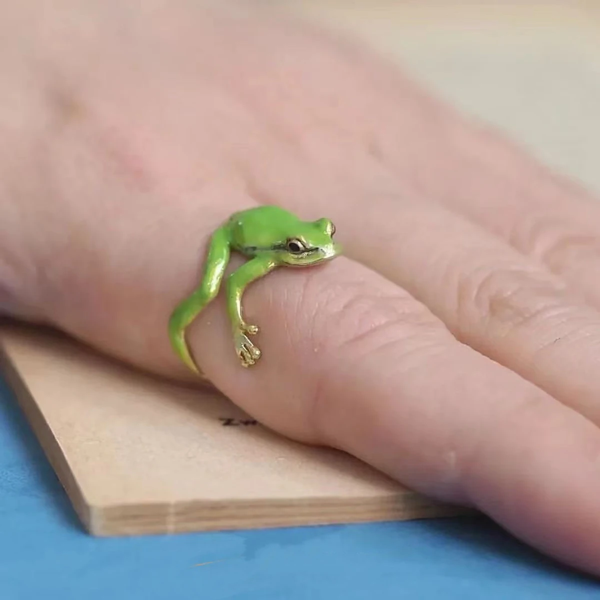 Exquisite-Green-Enamel-Frog-Open-Ring-For-Women-Cute-Animal-Lovely ...