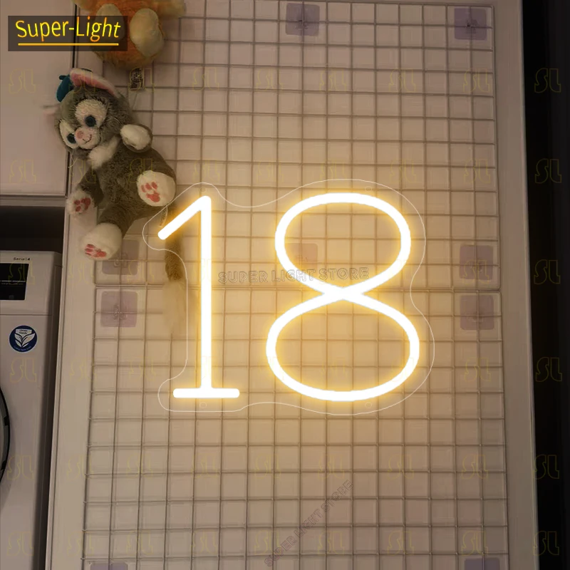 Custom-LED-Number-18-Neon-Signs-20cm-Wall-Decor-Light-Up-Signs-for ...