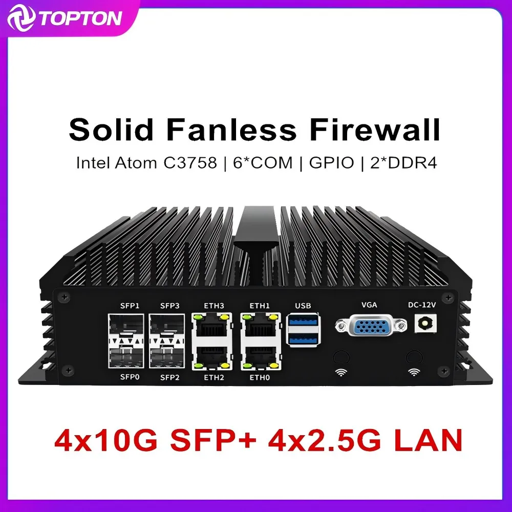 Solid-Fanless-Mini-PC-4x10G-SFP-4xi226-V-2-5G-LAN-Firewall-Intel-Atom ...