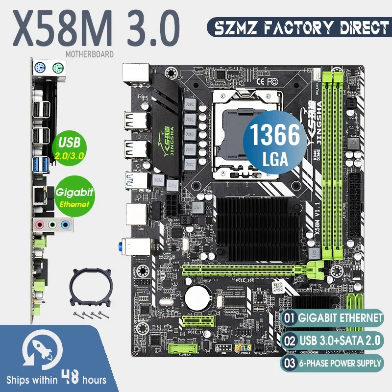 X58M 3.0 mATX Desktop X58 Motherboard DDR3 LGA 1366 Suporte AMD série RX com usb 3.0 sata 2.0 ...
