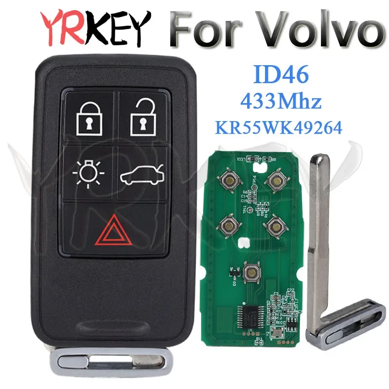 Car Key Fob FCCID KR55WK49264 for Volvo V40 V60 S80 XC70 XC60 S60 S60L ...