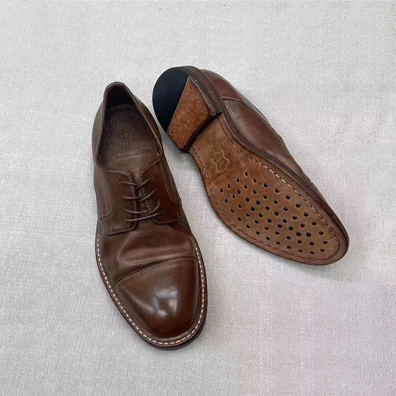Goodyear-Genuine Leather Shoes Top Layer Cowhide Outsole Washed ...