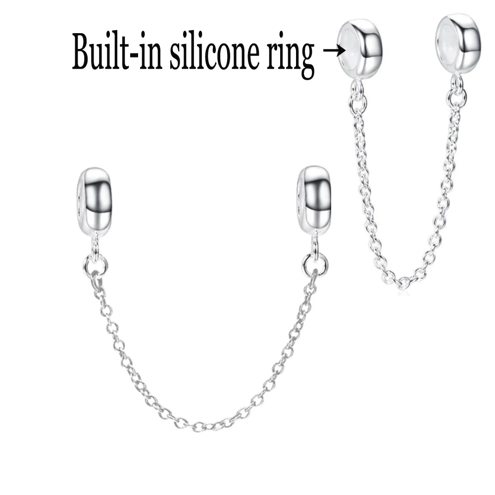 New 925 Sterling Silver Original Silicone Ring Securing Safety Chain ...