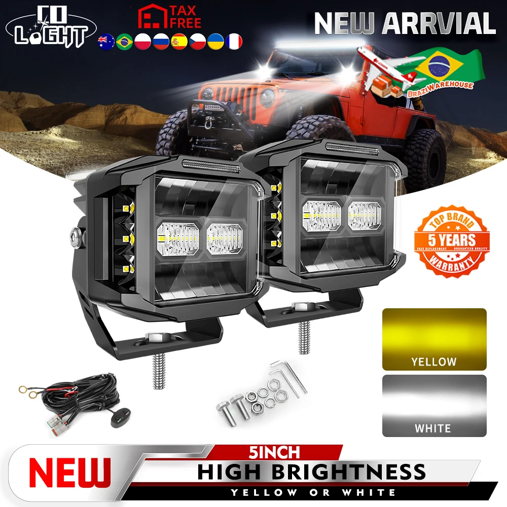 CO-LIGHT-LED-Offroad-Work-Lights-5-Cube-Bar-DRL-80000LM-luzes-de-vala ...
