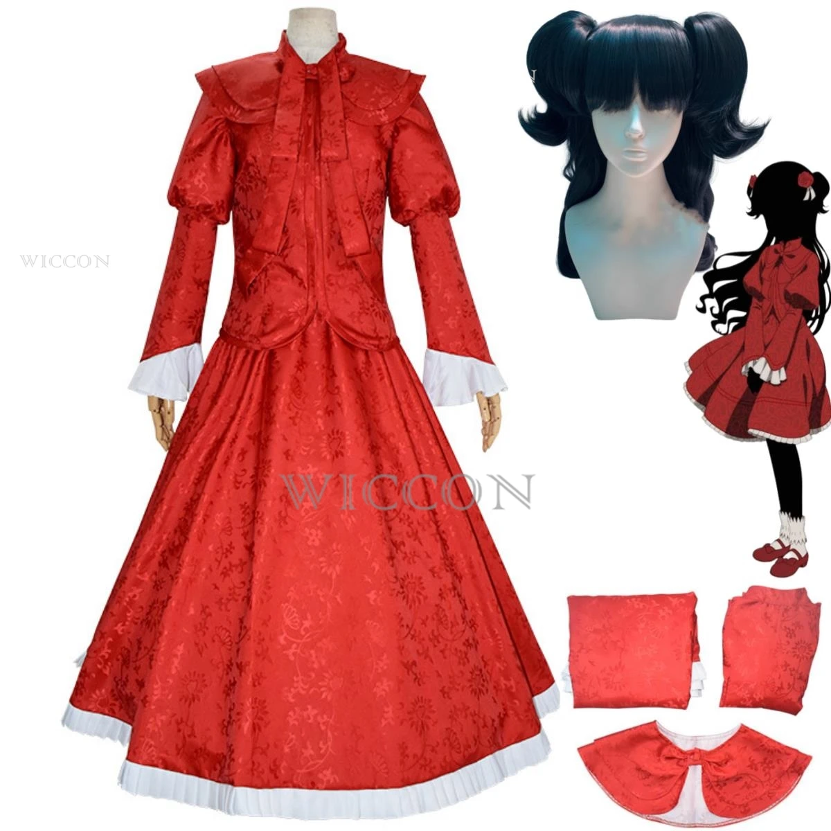 Anime-Shadows-House-Kate-Shadow-Cosplay-Costume-Wig-Red-Dress-Long ...
