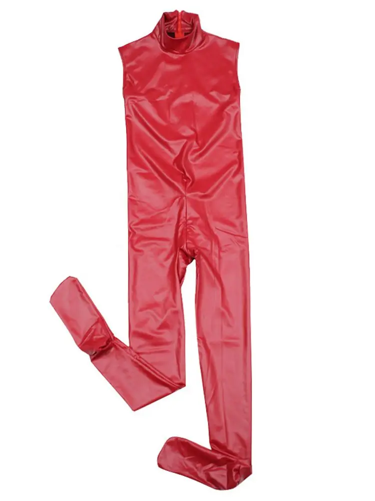 Sleeveless-Faux-Latex-Elastic-PU-Leather-Catsuit-Tight-Pantyhose ...