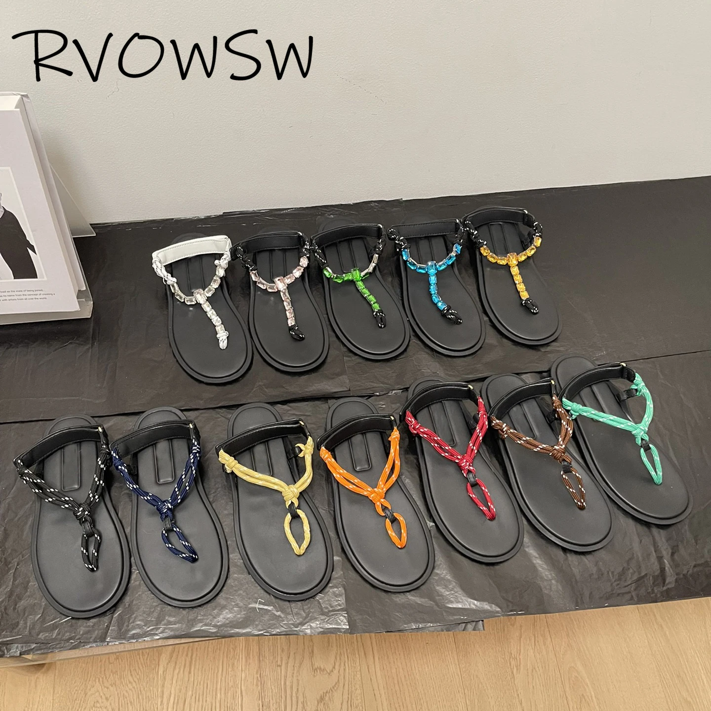 RVOWSW-Designer-s-New-Colorful-Woven-Rope-Herringbone-Slippers-Women-s ...