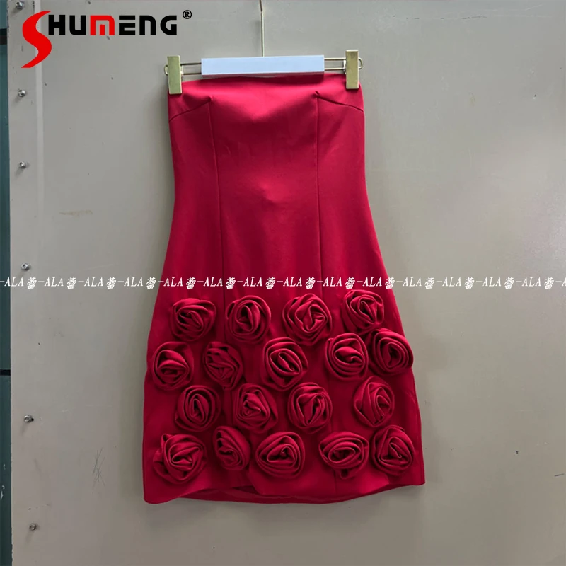 2024-New-Chic-Three-Dimensional-Flower-Tube-Top-Dress-Spring-And-Summer ...
