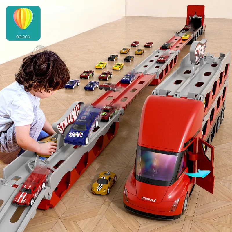 Kids-Deformation-Catapult-Racing-Track-Storage-Truck-Alloy-Car-Sliding ...