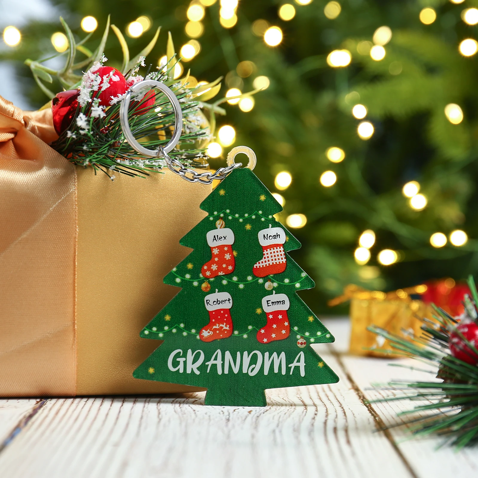 Personalized Acrylic Christmas Tree Keychain | Gifts Flash