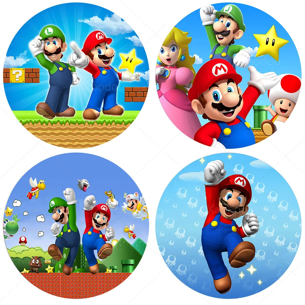 Super Mario Round Covers Backdrop para crianças, Decoração de ...