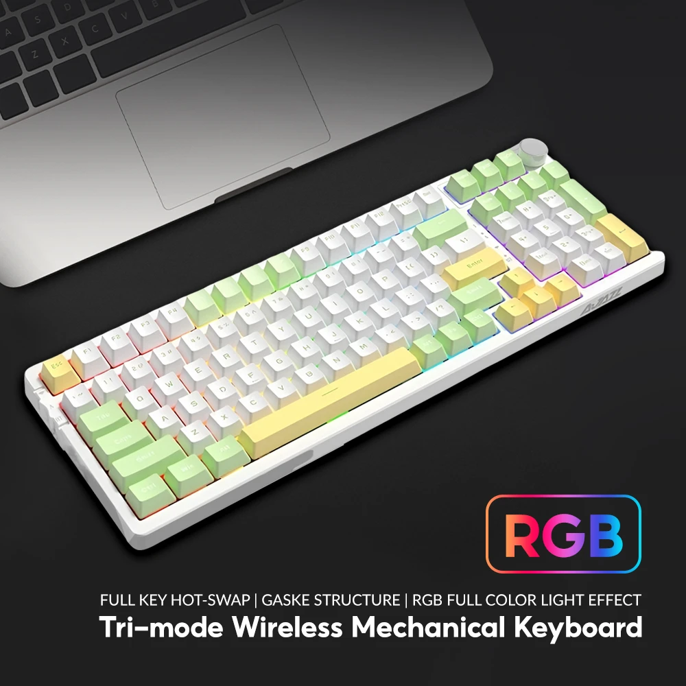 AJAZZ AK992 USB Mini Mechanical Gaming Wireless Keyboard 68/ 100 Keys ...