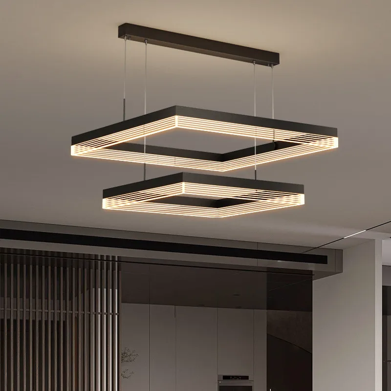 Minimalismo moderno led lustre preto quadrado quadro led pingente ...