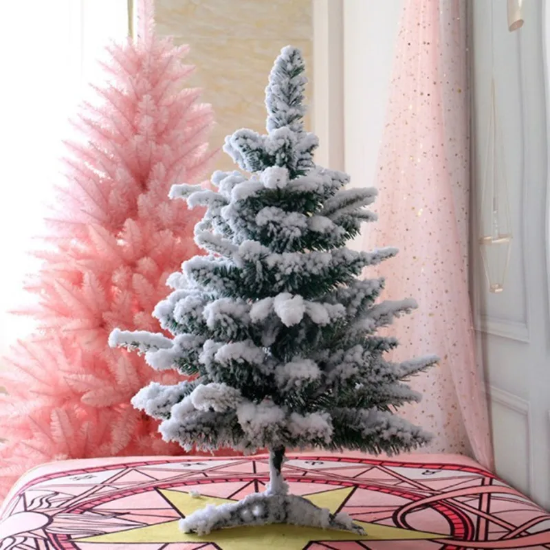 45/60/90CM Flocked Snow Christmas Tree Luxury Artificial Snowflake PVC ...
