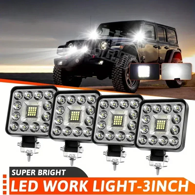 Luminex-4-Pcs-3-Inch-140W-Square-LED-Work-Light-Pods-SPOT-Flood-Driving ...
