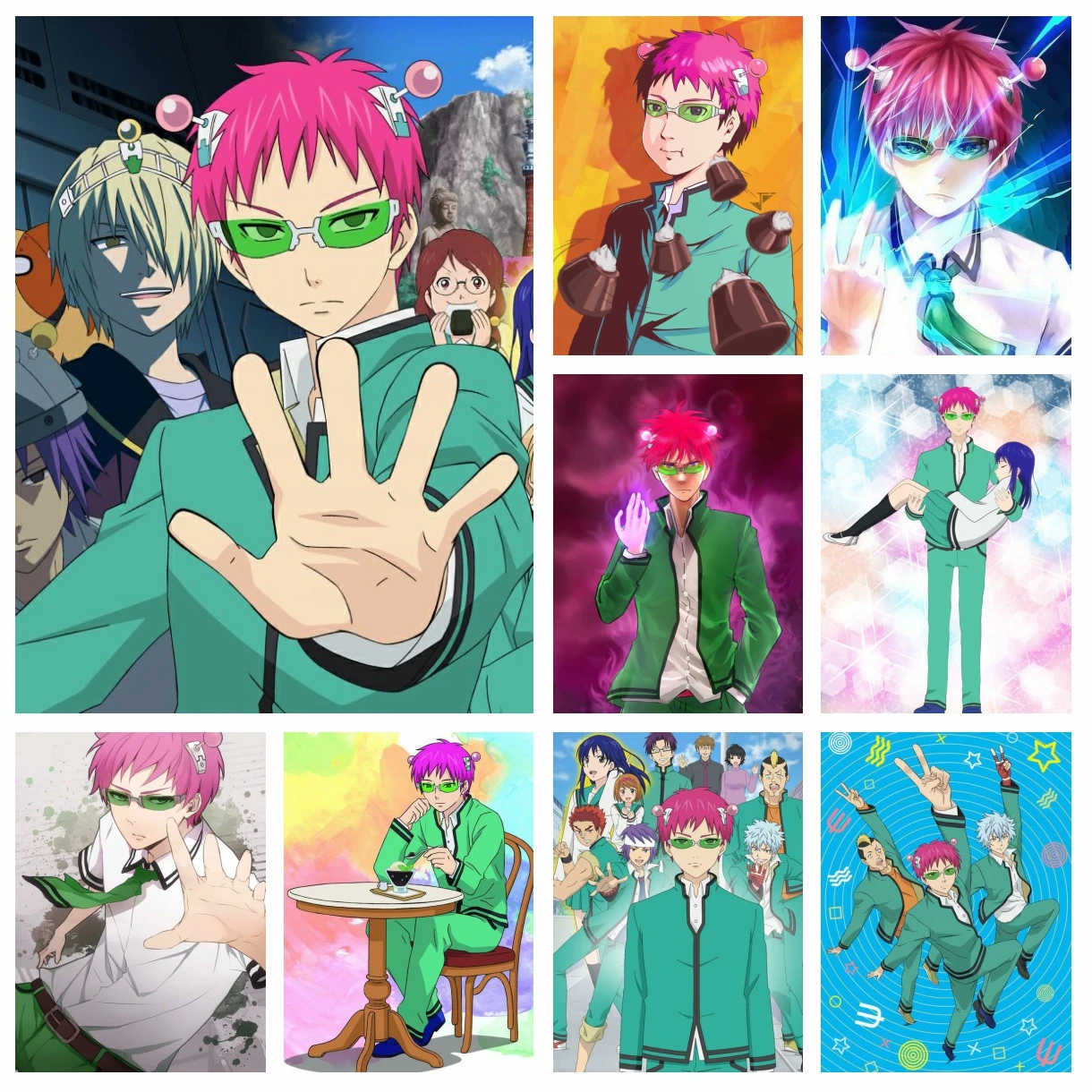 Anime The Disastrous Life Of Saiki K Diamond Painting Japanese Cartoon ...