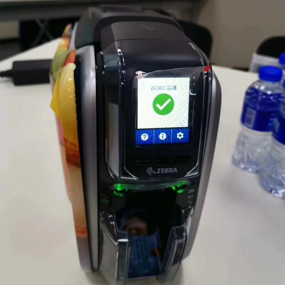 Zebra ZC300 Single Sided ID Card Printer USB port Use 800300-252XX ink ribbon