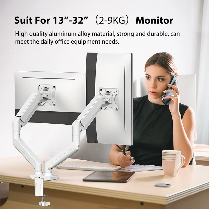 Bewiser-Monitor-Bra-o-Dual-Stand-mola-ajust-vel-montagem-de-mesa-para ...