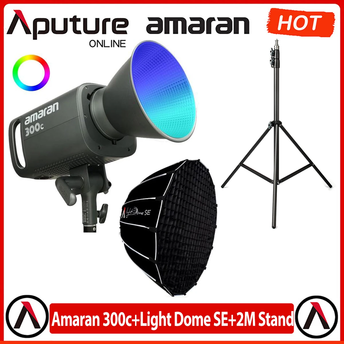 Aputure-Amaran-300c-RGB-COB-Video-Light-Light-Dome-SE-Softbox-2M-Light ...
