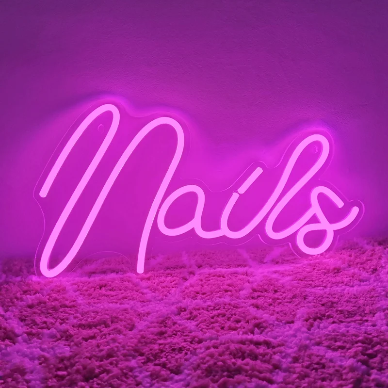 Pink-Nails-LED-Neon-Light-Sign-Acrylic-Neon-Sign-USB-Dimmer-Switch-For ...