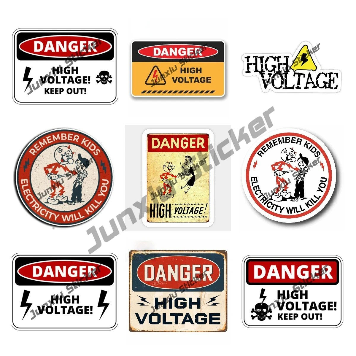 Reddy Kilowatt Knife Kid Electricity Kills Tool Box Car Circle Decal ...