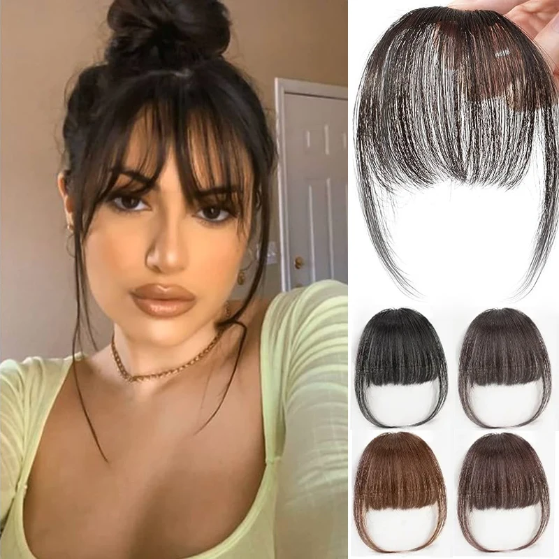 Fake-Air-Bangs-Hair-Clip-In-Extension-Synthetic-Hair-Fake-Fringe ...