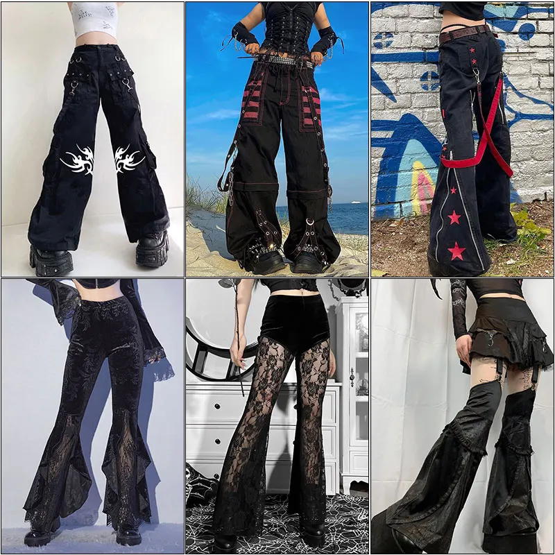 Gothic-Emo-Alt-Women-Pants-Techwear-Hippie-Baggy-Trousers-Mom-Goth-Punk ...