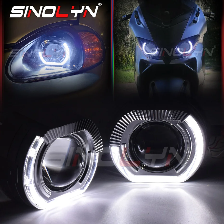 2.5 Inch Led Drl Angel Eyes Bi Xenon Lenses For Headlights H4 H7 Auto ...