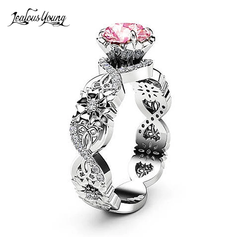 Fashion-Round-Pink-Crystal-Engagement-Ring-White-Romantic-Wedding-Rings ...