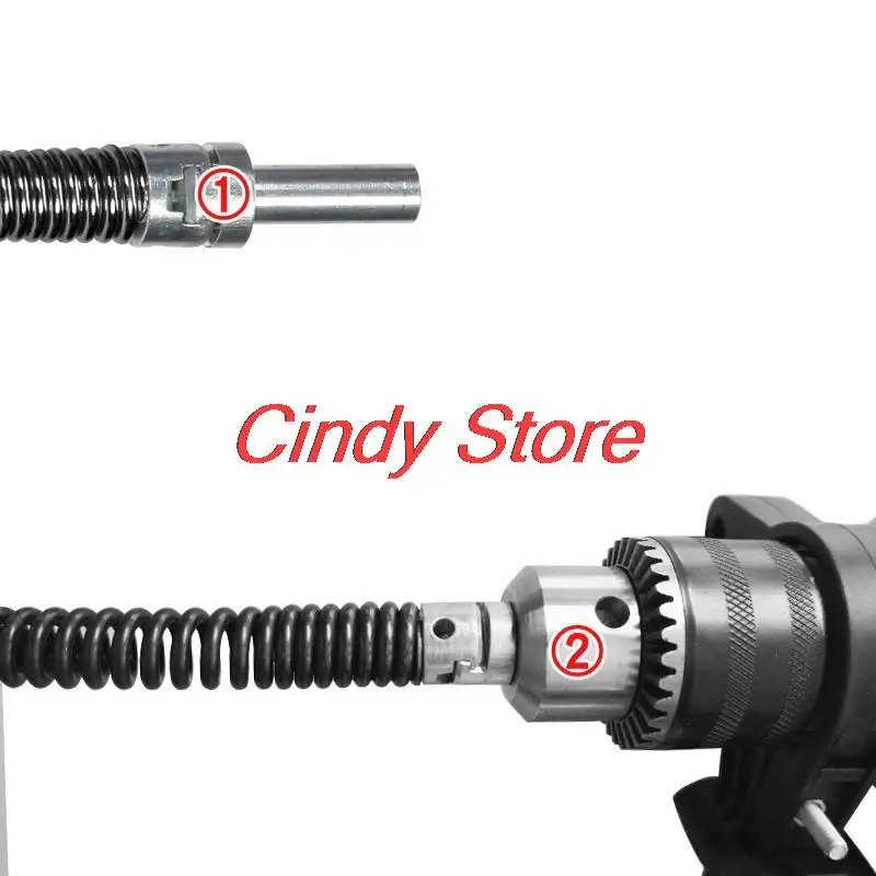 하수구샤프트 배관청소장비 플렉스 하수도 준설 스프링 전기 드릴 배수 청소기 기계 파이프 커넥터가있는 도구 티몬