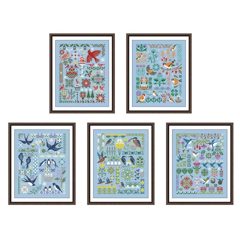 Bird Geometry Cross Stitch Kit Cartoon Pattern Design 18ct 14ct 11ct ...