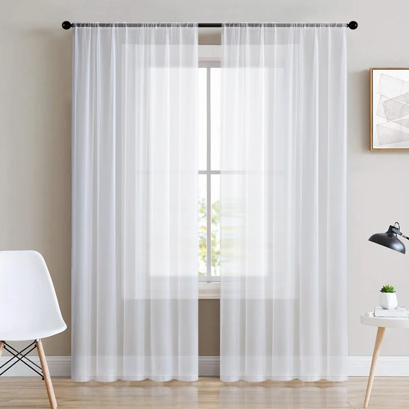 310cm-Height-Modern-Simple-Solid-Color-Tulle-Curtain-Bedroom-Living ...