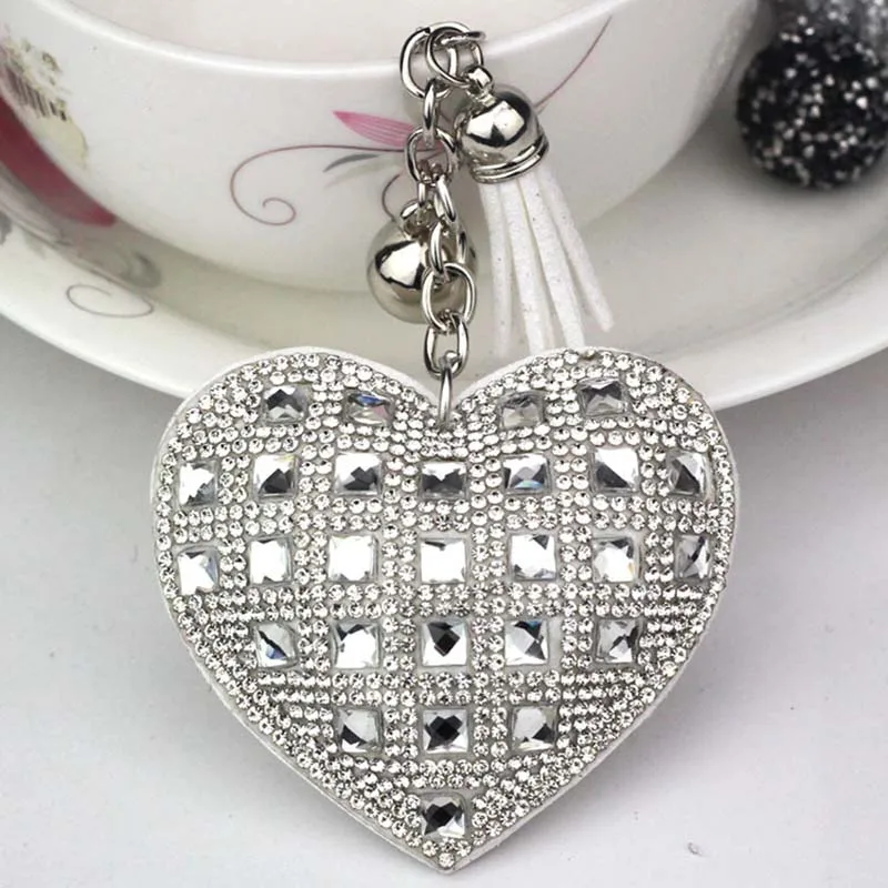 Love-Heart-Keychain-Crystal-Rhinestone-Beads-Key-Ring-Handbag-Hanging ...